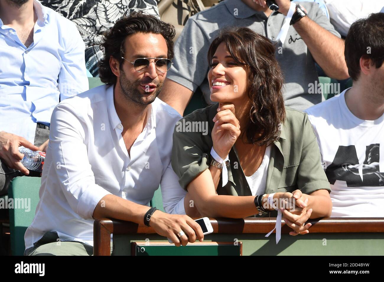 Laurie Cholewa and her companion Greg Levy attend the 2018 French Open - Day Seven at Roland ...