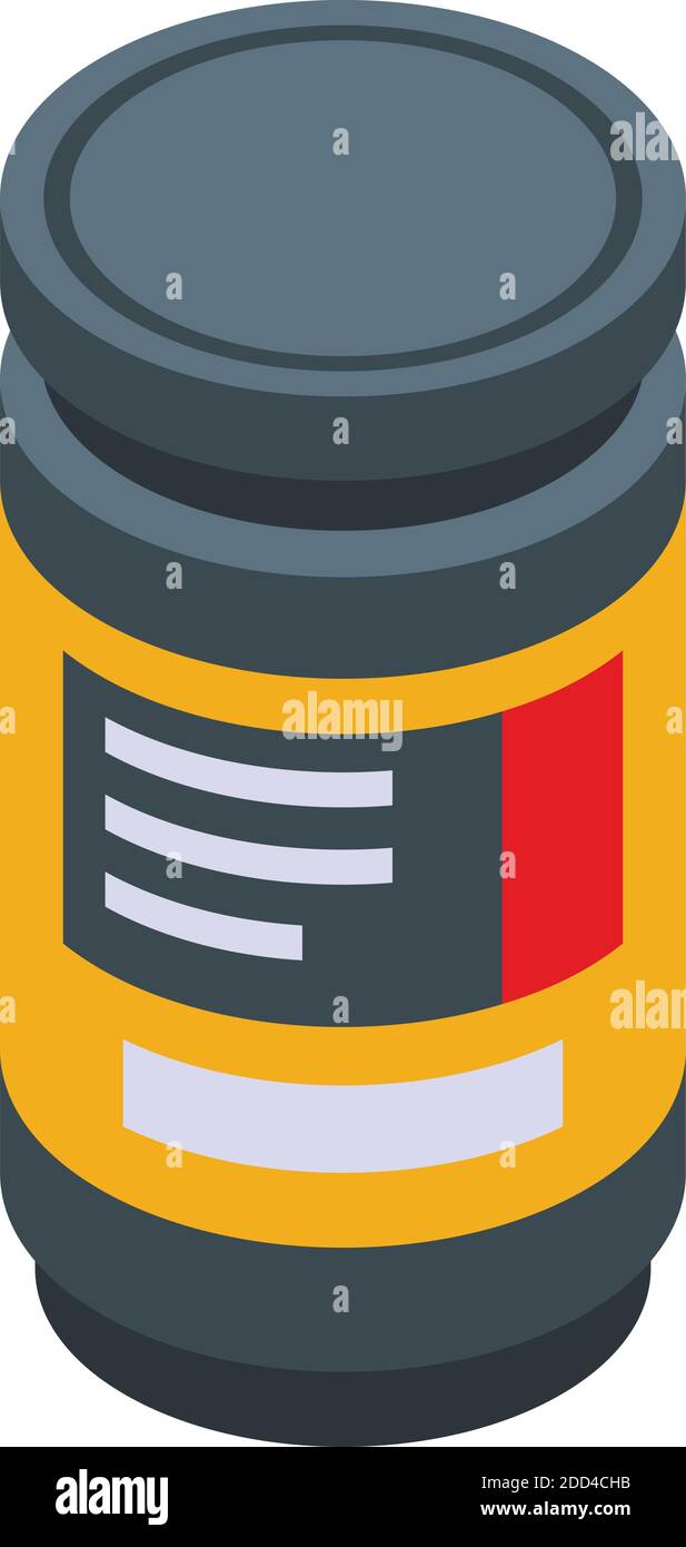 Sport nutrition capsule jar icon. Isometric of sport nutrition capsule ...
