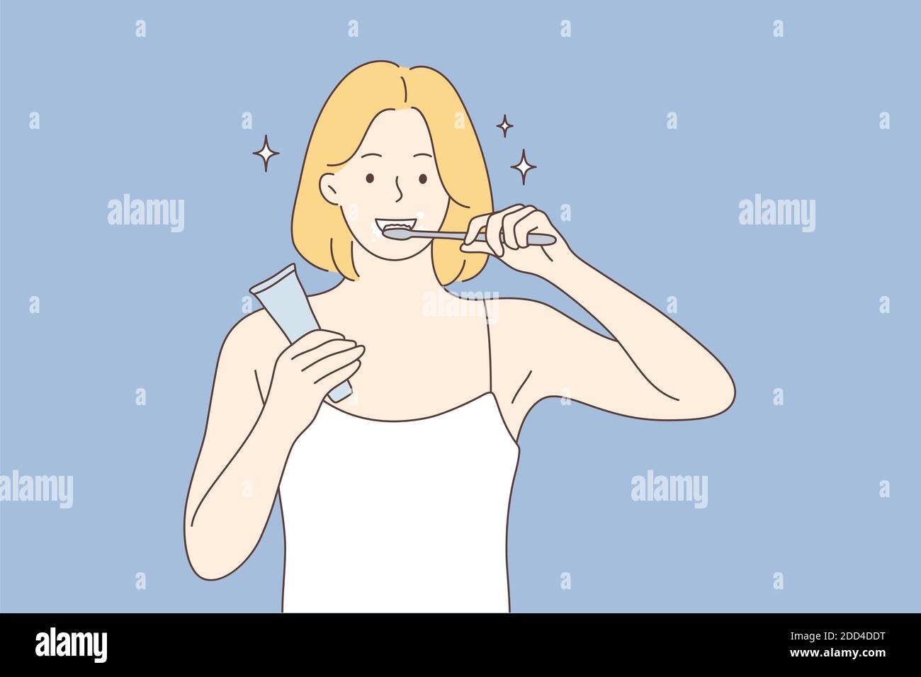 Health, care concept. Young happy woman or girl cartoon character ...