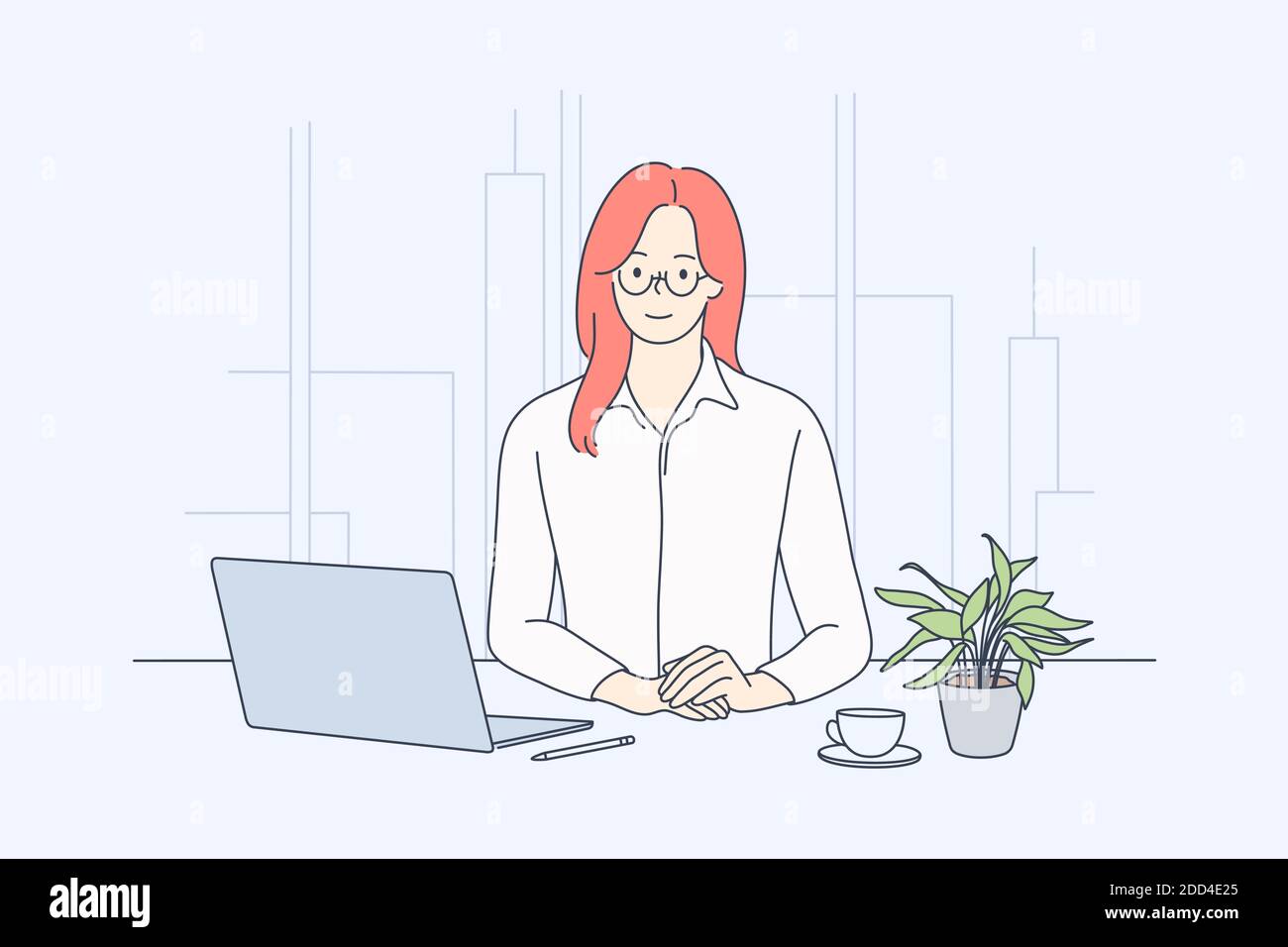 Business, woman manager in office concept. Young happy smiling ...