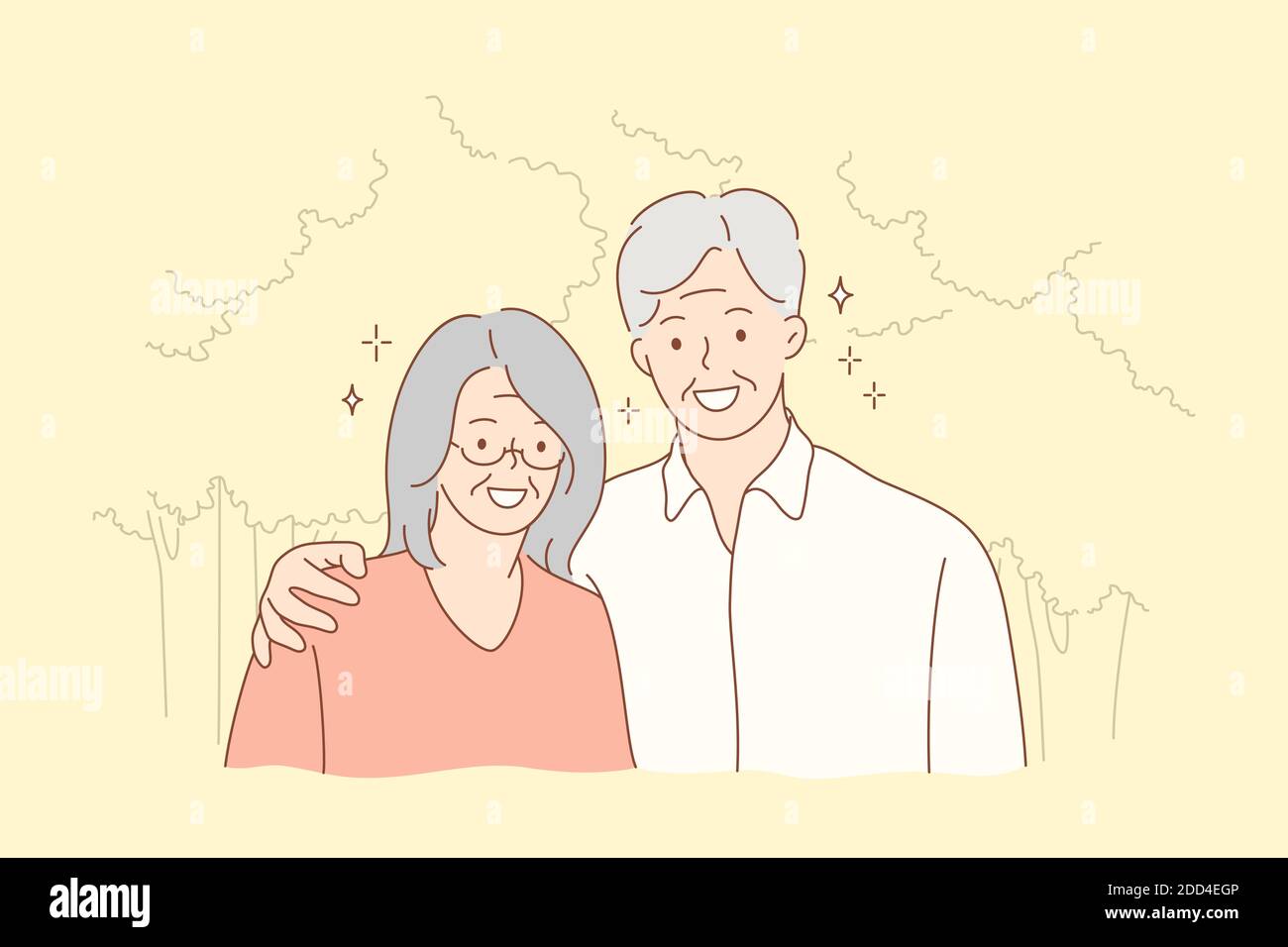 Couple Relationship Embrace Love Concept Old Man Grandfather And