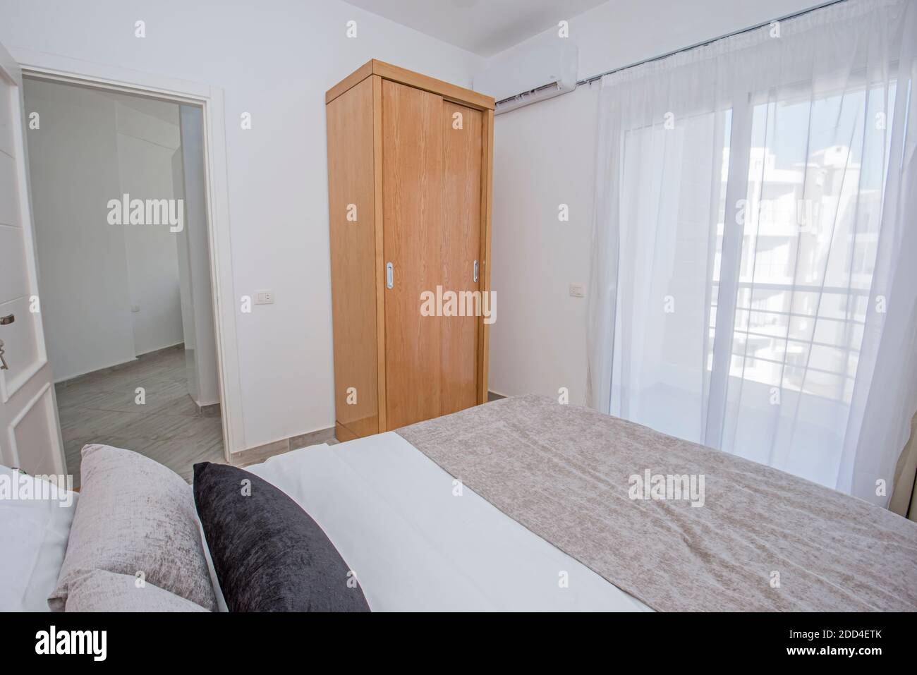 Interior design decor furnishing of luxury show home bedroom showing ...