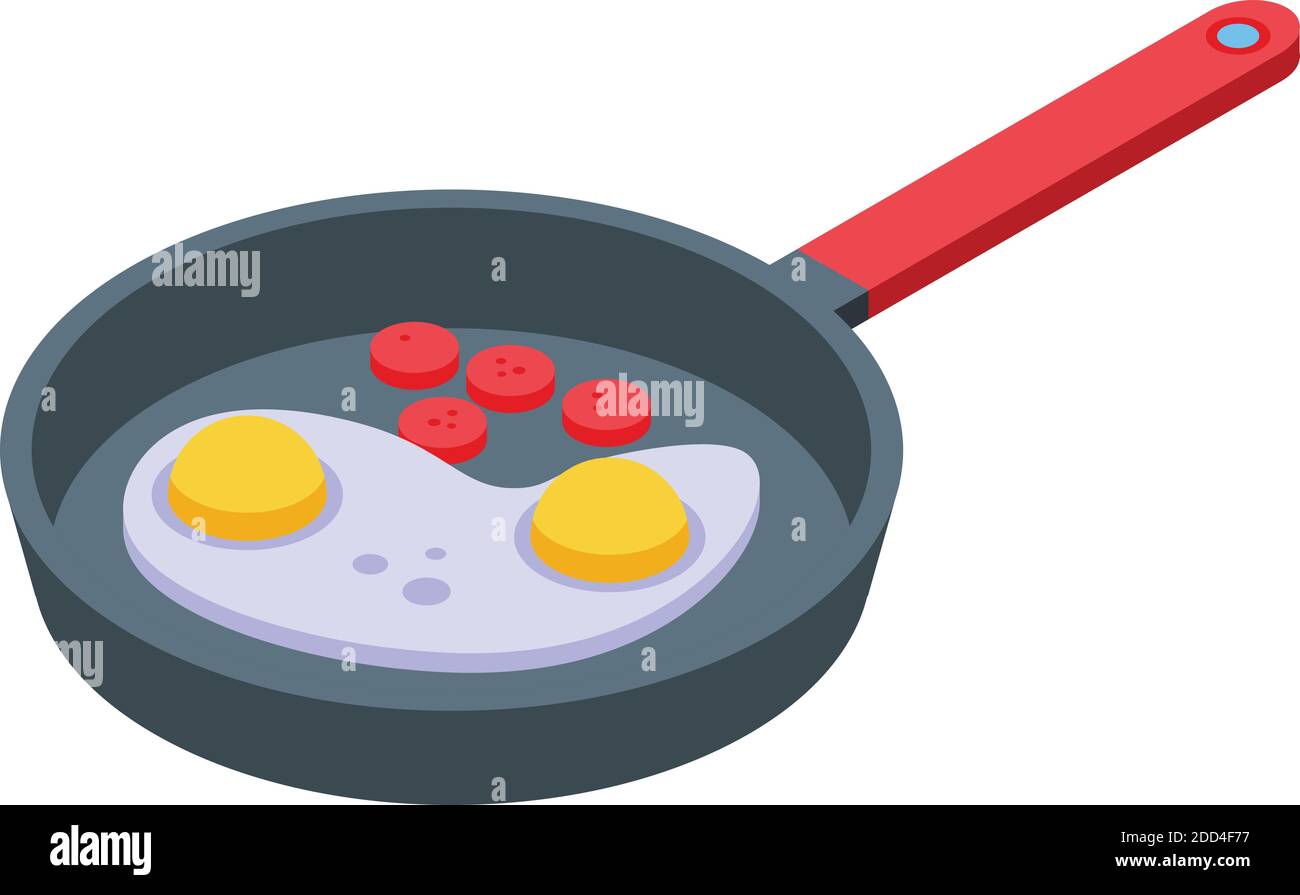 Healthy breakfast fried eggs icon. Isometric of healthy breakfast fried ...