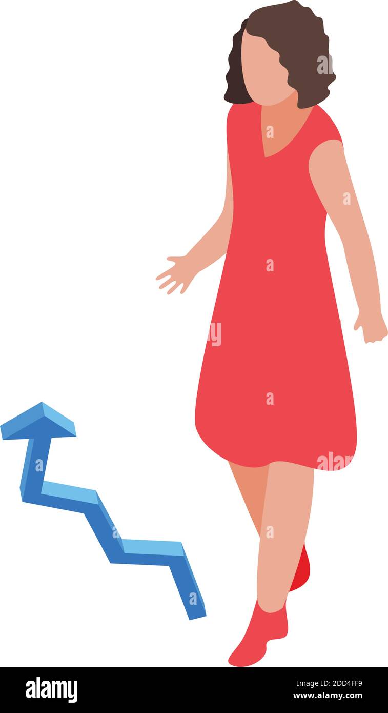 Successful business woman grow up icon. Isometric of successful ...
