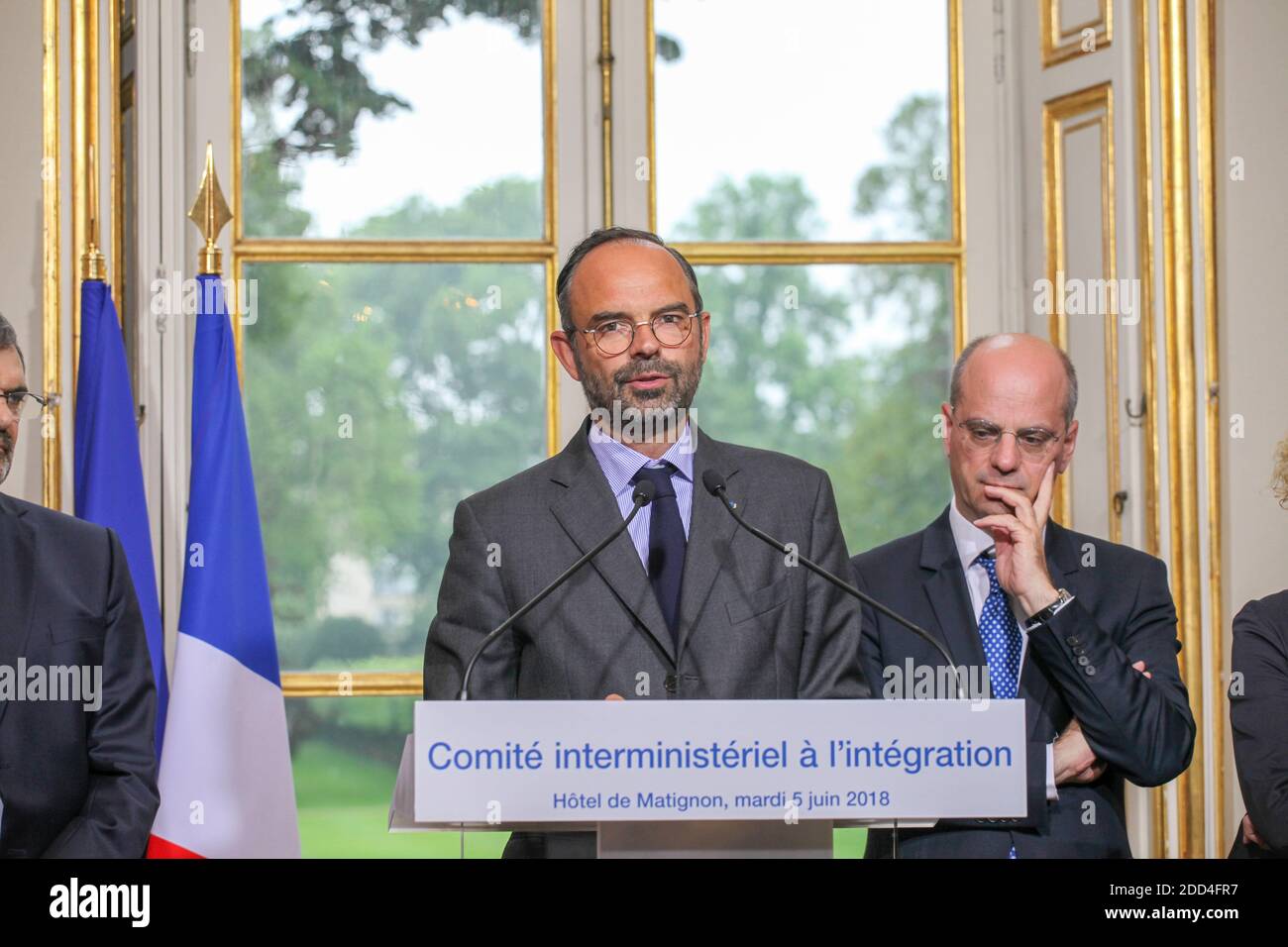 Prime Minister Edouard Philippe delivers his speech during the meeting ...