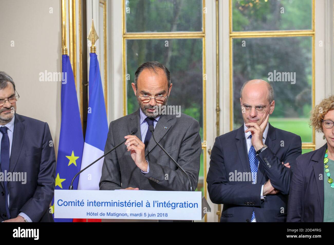 Prime Minister Edouard Philippe delivers his speech during the meeting ...