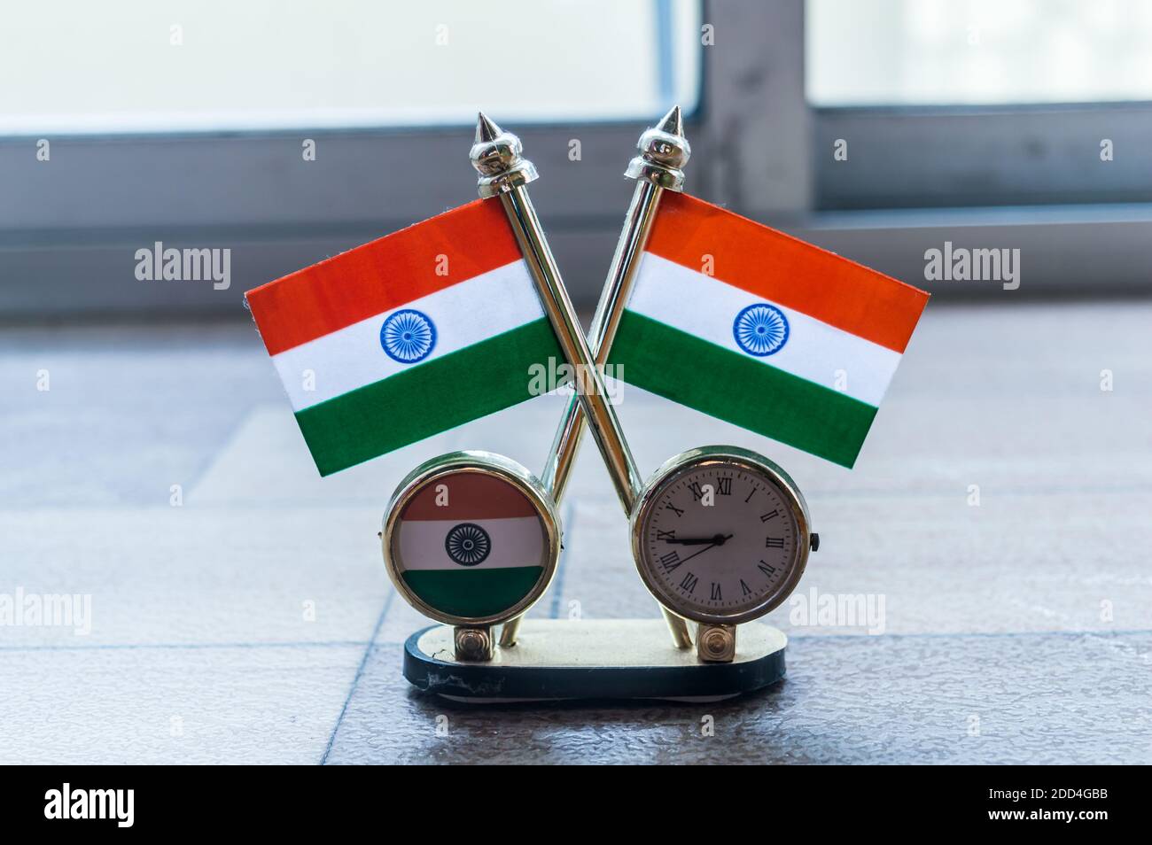 Indian flag clock. Indian Flag and Table Clock Flag. Flag with Golden ...