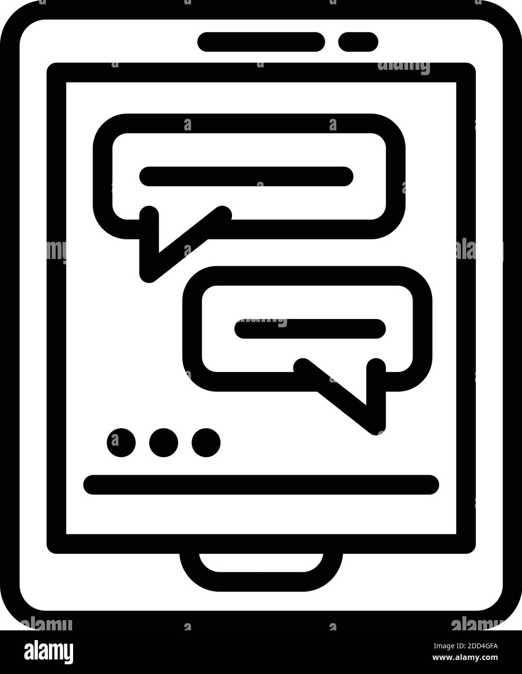 Tablet chat icon. Outline tablet chat vector icon for web design ...