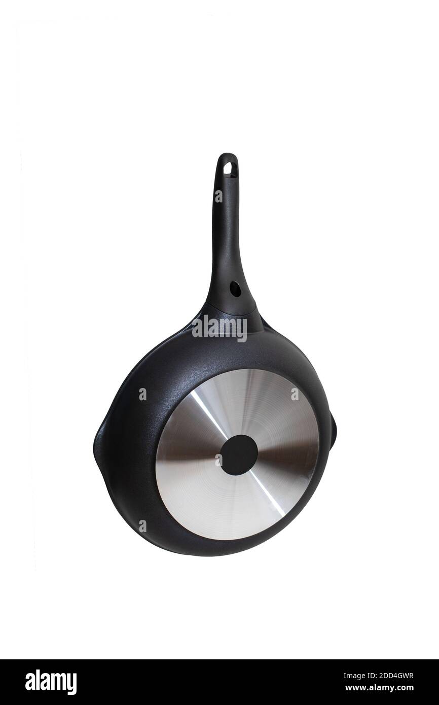 Frying pan rear view isolated on white background Stock Photo - Alamy