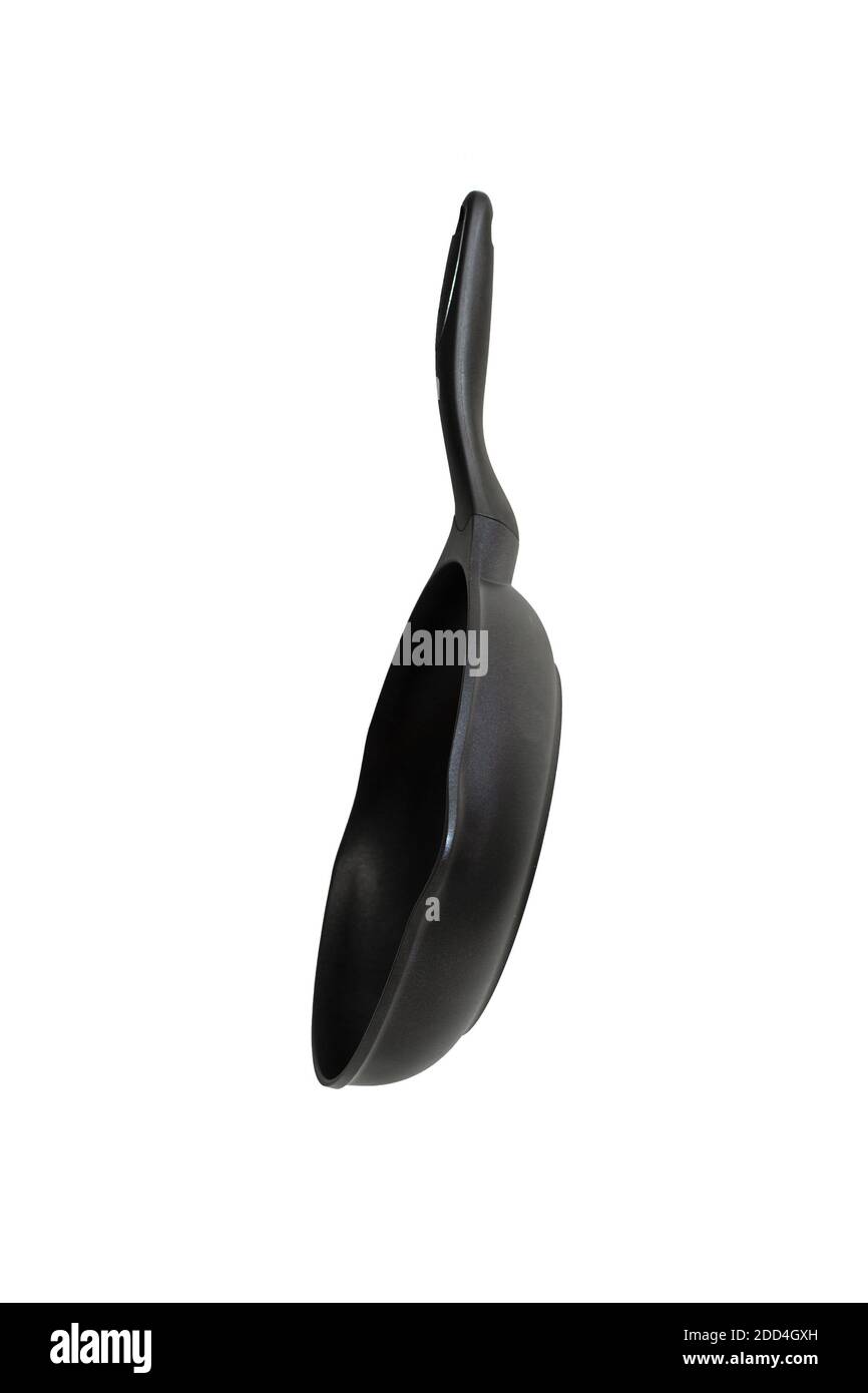 new round frying pan side view isolated on white background Stock Photo ...