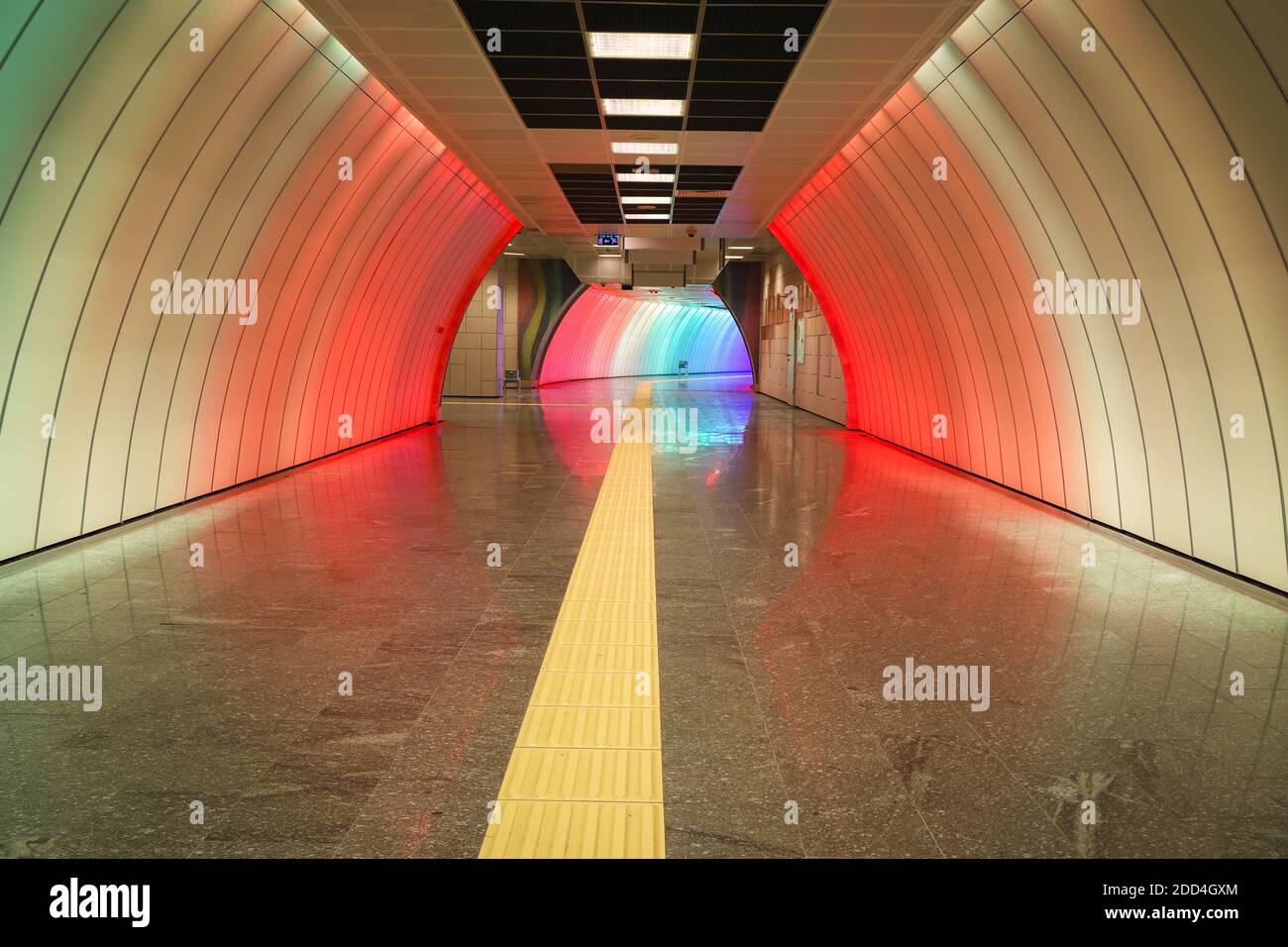Multicolored and Modern Subway Corridor in a Metro Station Stock Photo ...