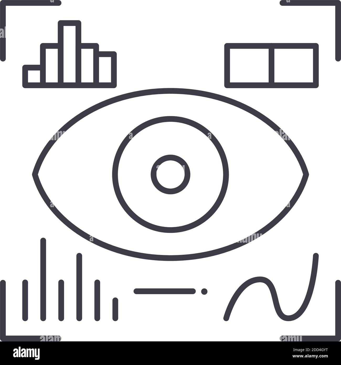 Eye scan icon, linear isolated illustration, thin line vector, web design sign, outline concept ...