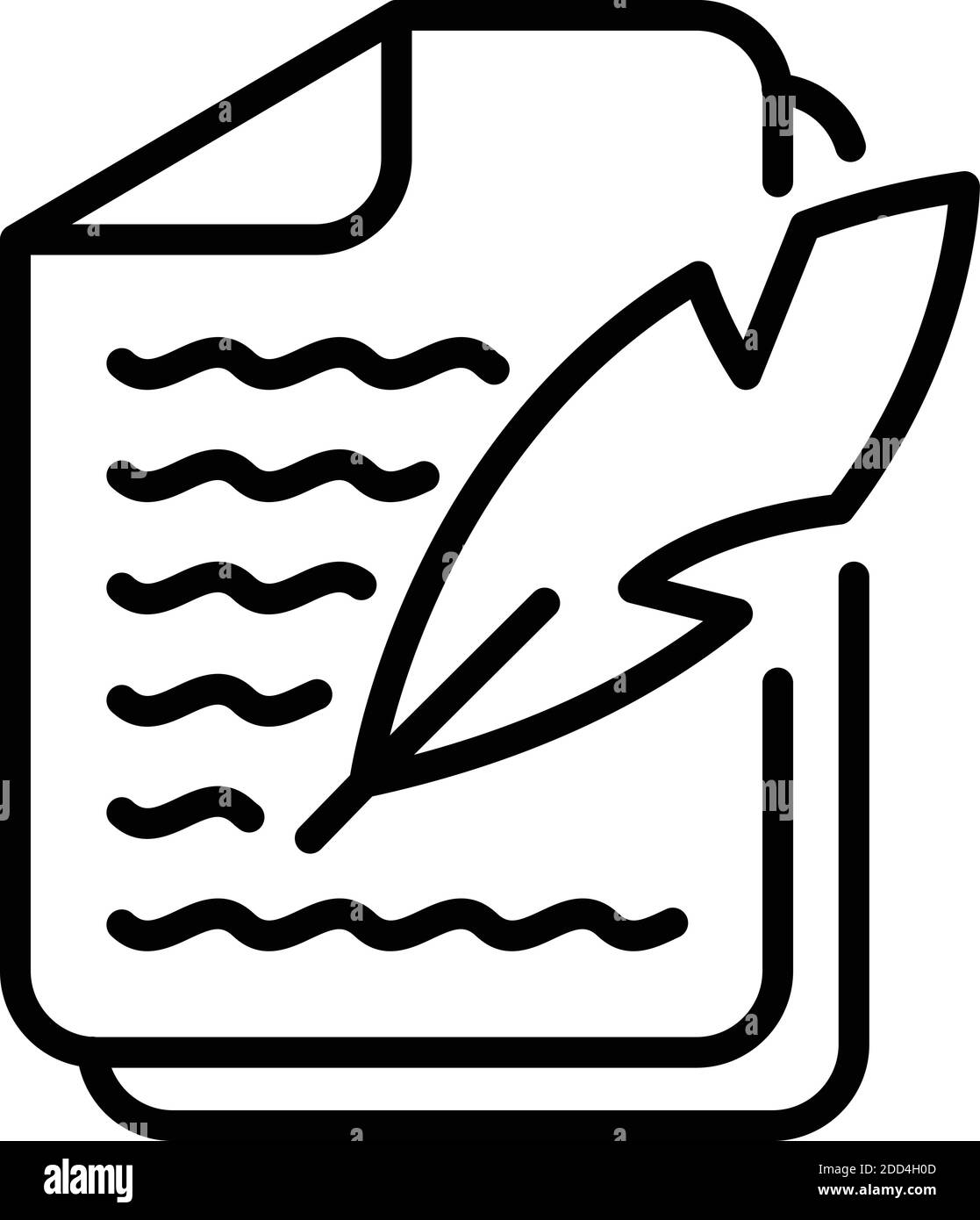 Feather writing report icon. Outline feather writing report vector icon ...