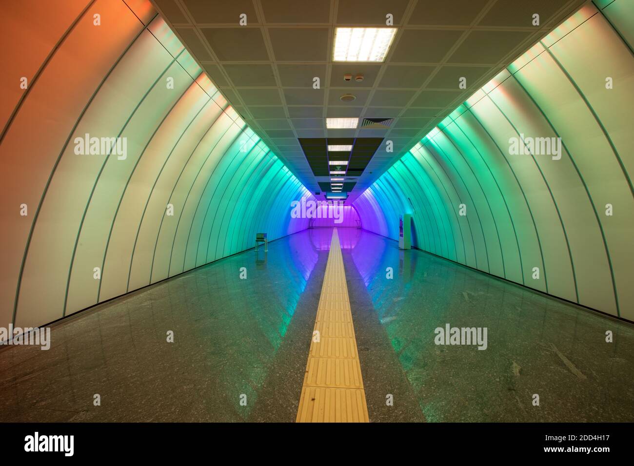 Multicolored and Modern Subway Corridor in a Metro Station Stock Photo ...