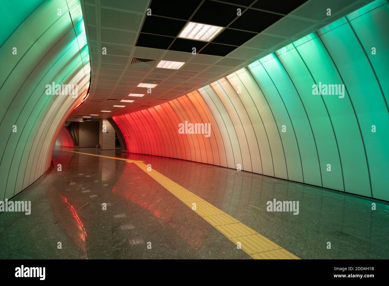Multicolored and Modern Subway Corridor in a Metro Station Stock Photo ...