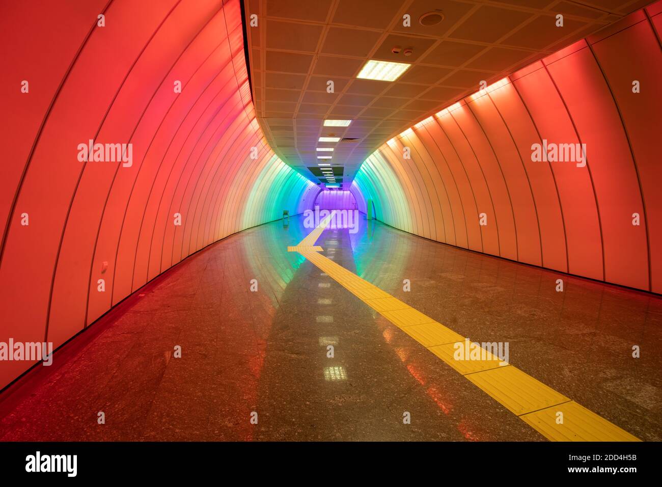 Multicolored and Modern Subway Corridor in a Metro Station Stock Photo ...
