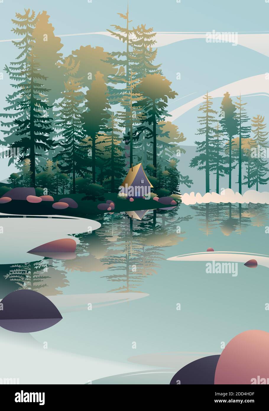 Cute house in forest Stock Vector Images - Alamy