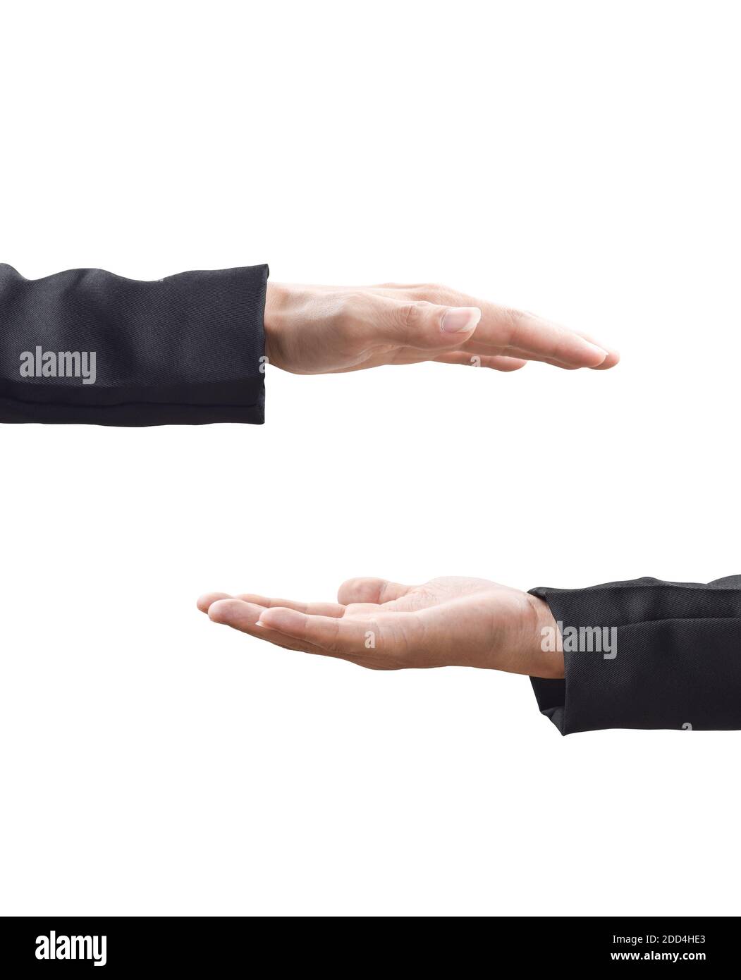 Businessman holding something in hands isolated on background with ...