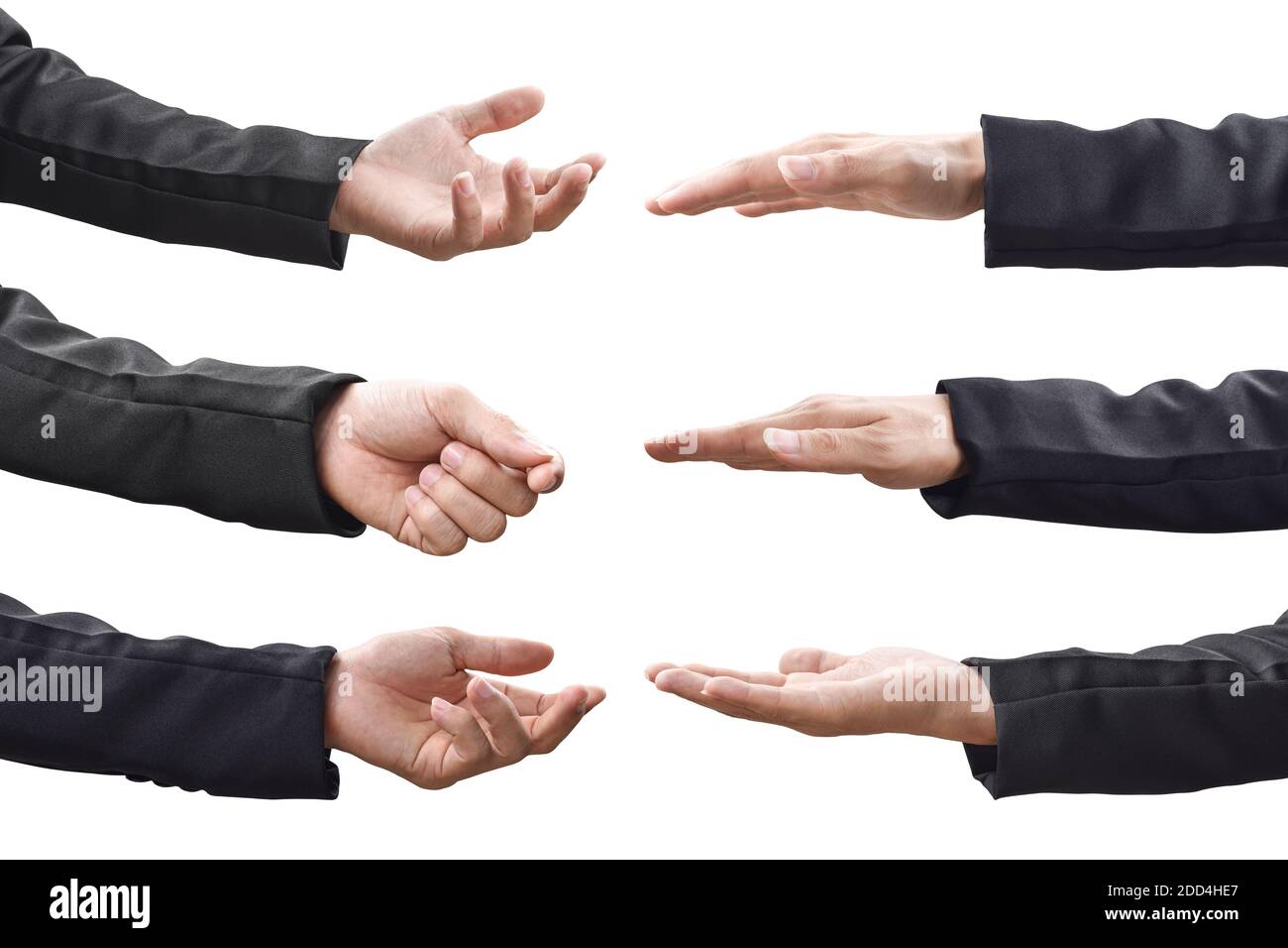 Set of businessman hand gesture in suit isolated on white background ...