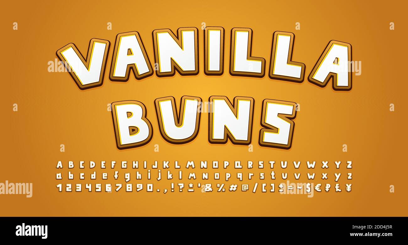 Bread food Alphabet. Cartoon font, uppercase and lowercase letters ...