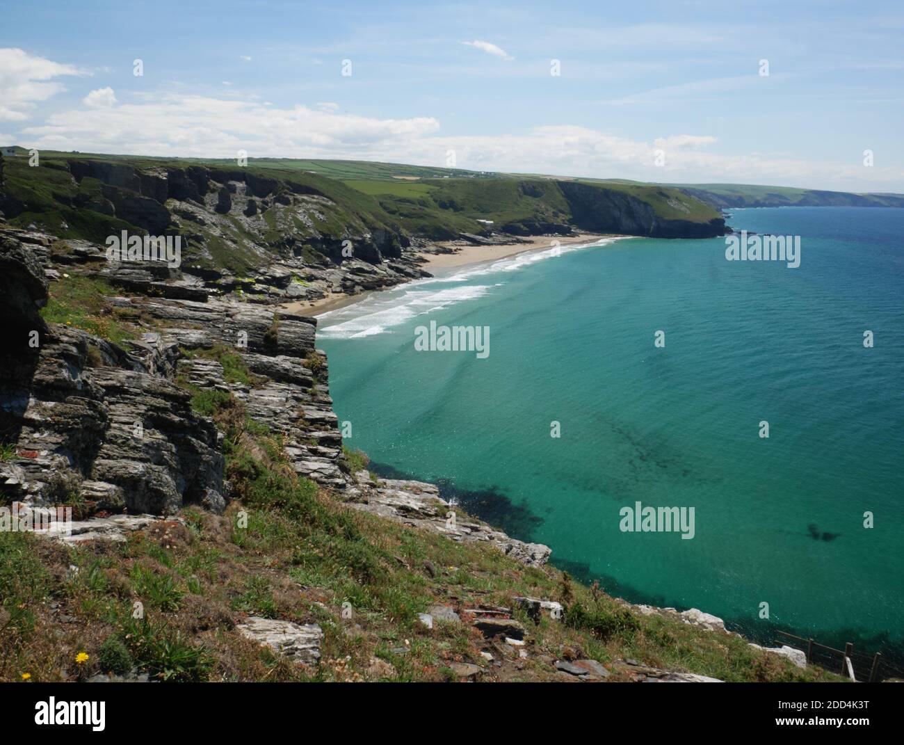 Hole Beach and Trebarwith Strand, seen from Penhallic Point, Tintagel ...