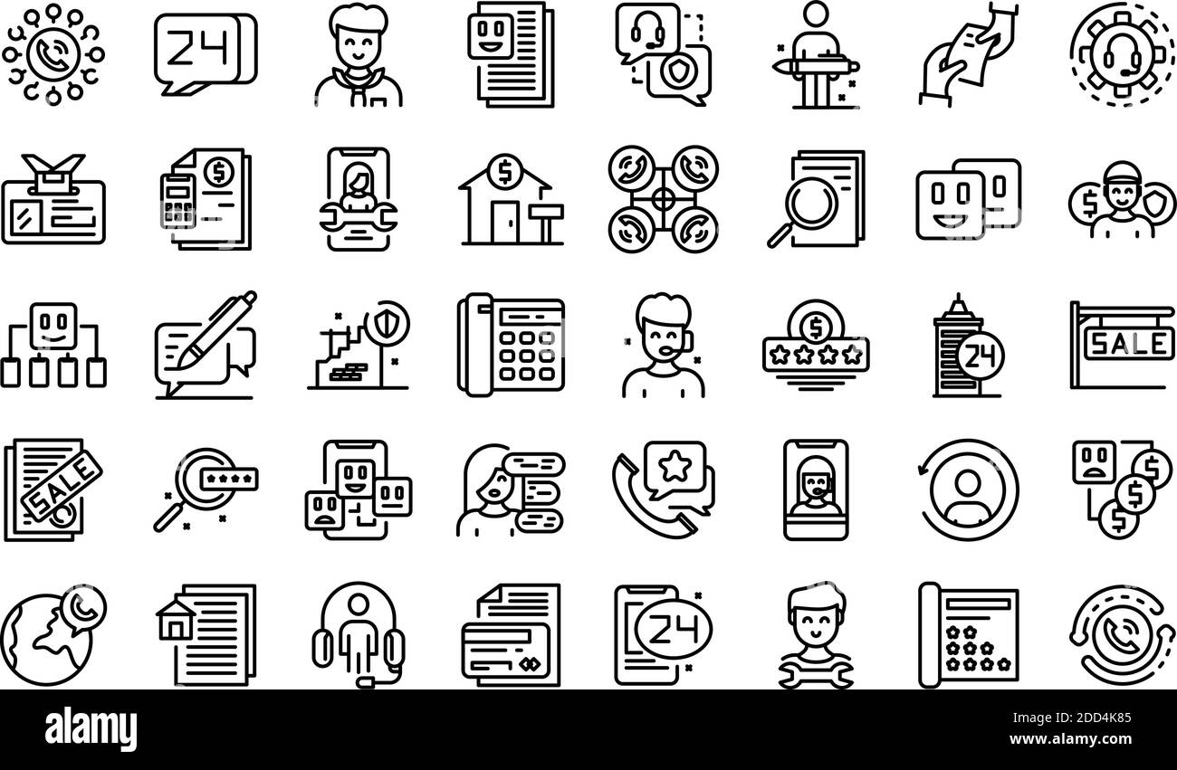 Agent icons set. Outline set of agent vector icons for web design ...