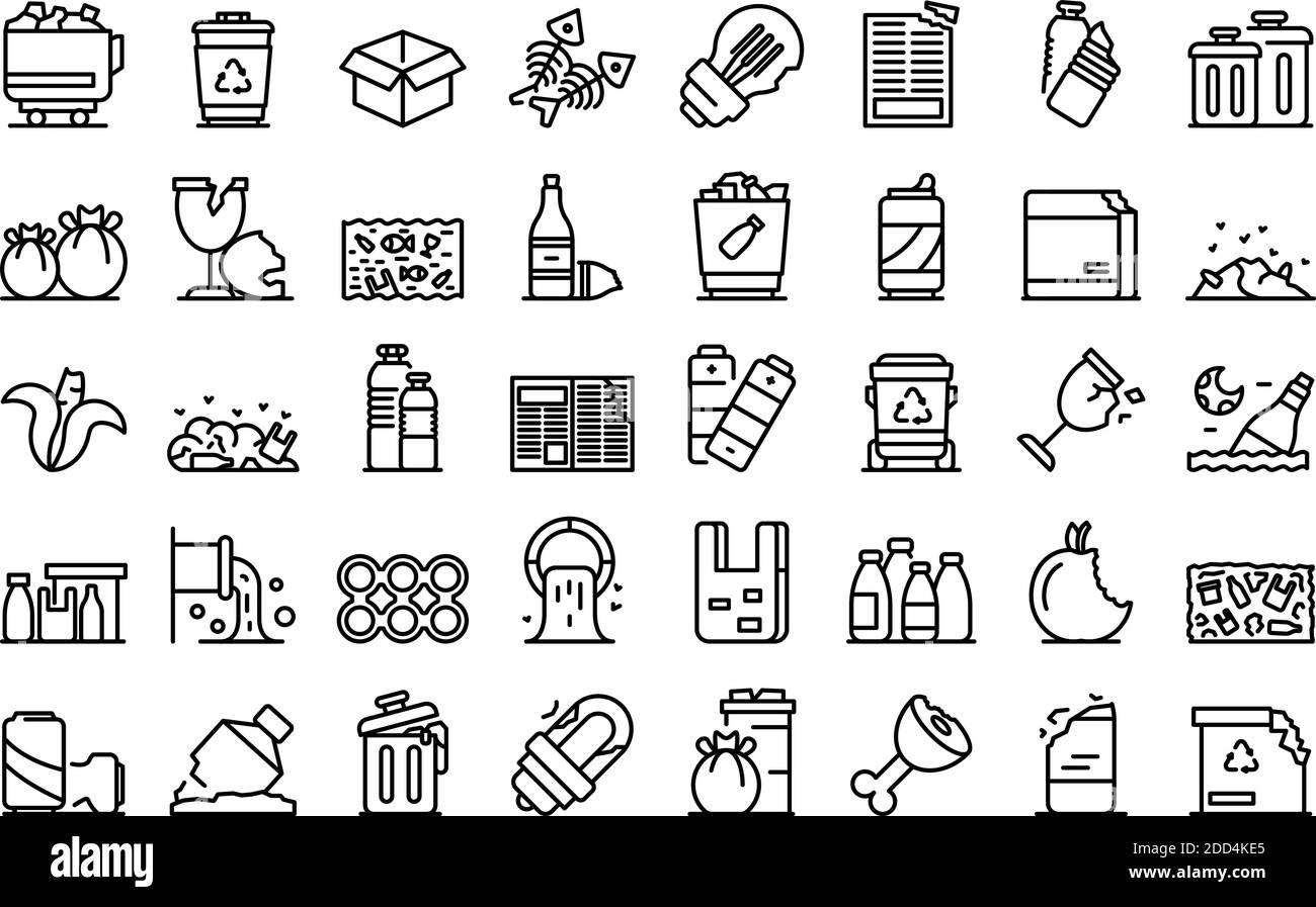 Waste icons set. Outline set of waste vector icons for web design ... Waste icons set. Outline set of waste vector icons for web design ...