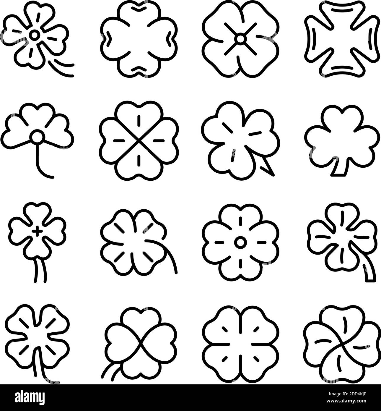 Clover icons set. Outline set of clover vector icons for web design ...