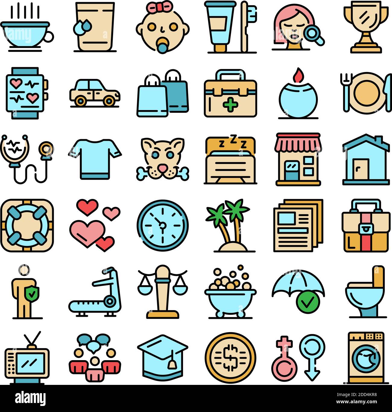 Human needs icons set. Outline set of human needs vector icons thin ...