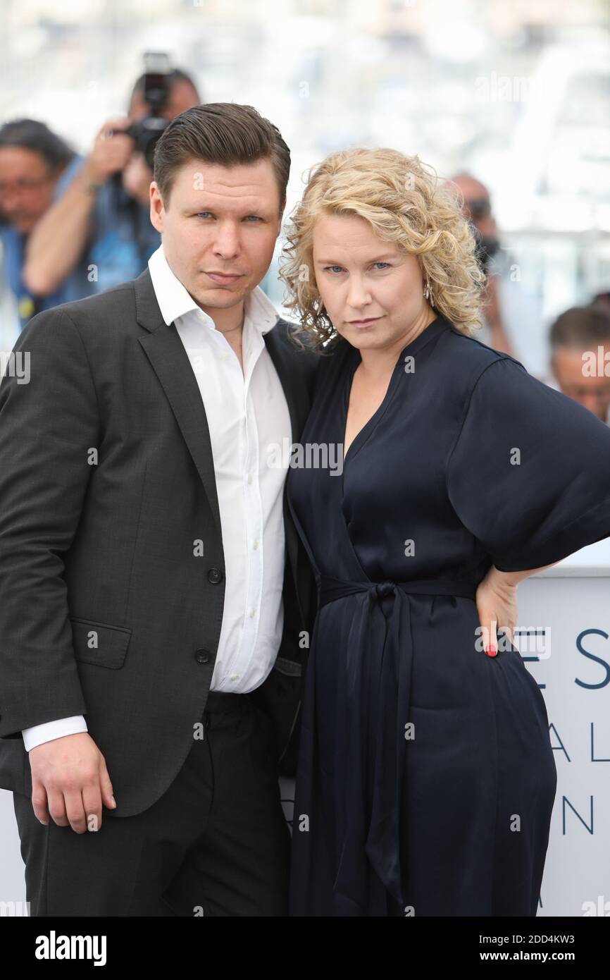 Actress Eva Melander and actor Eero Milonoff attending the photocall for 'Grans' during the 71st ...
