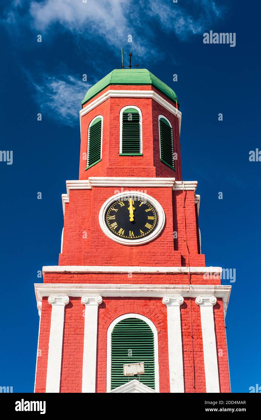 Famous red clock tower on the main guardhouse at the Garrison Savannah ...