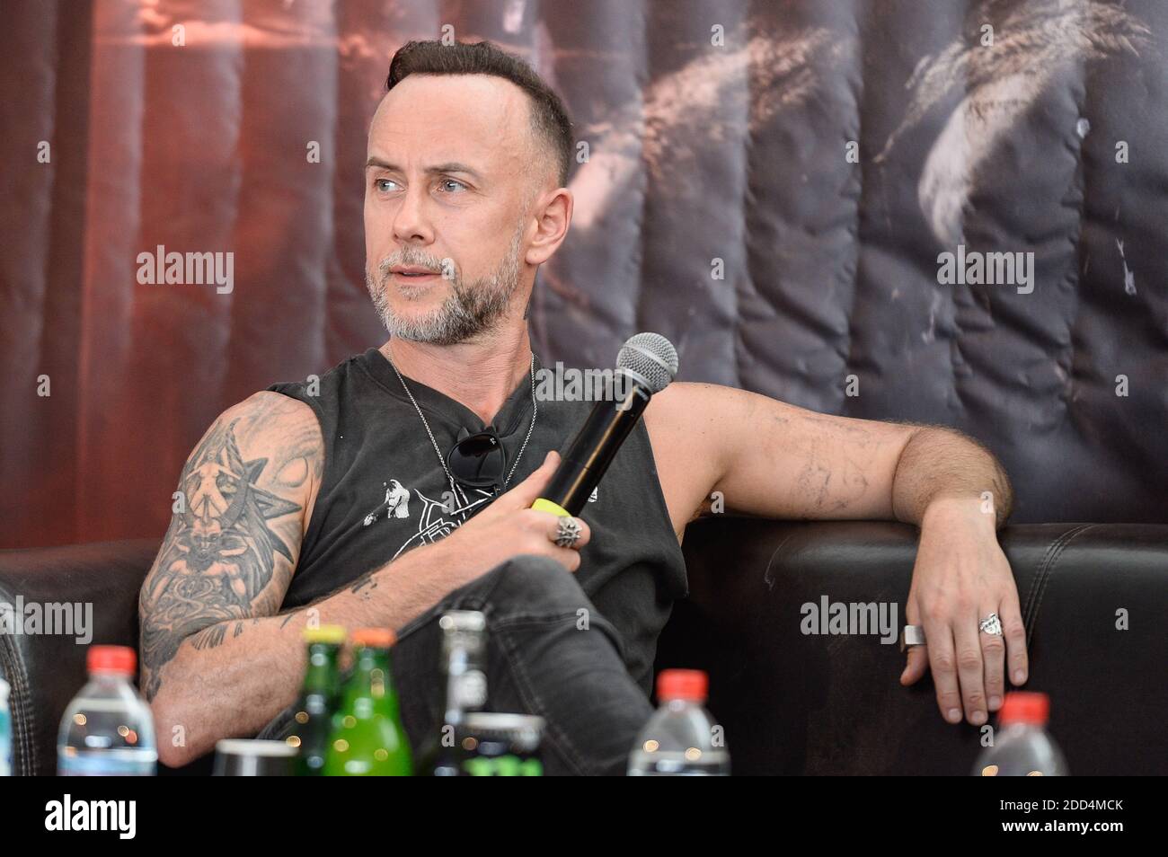Adam Nergal Darski from band Behemoth attending a press conference ...