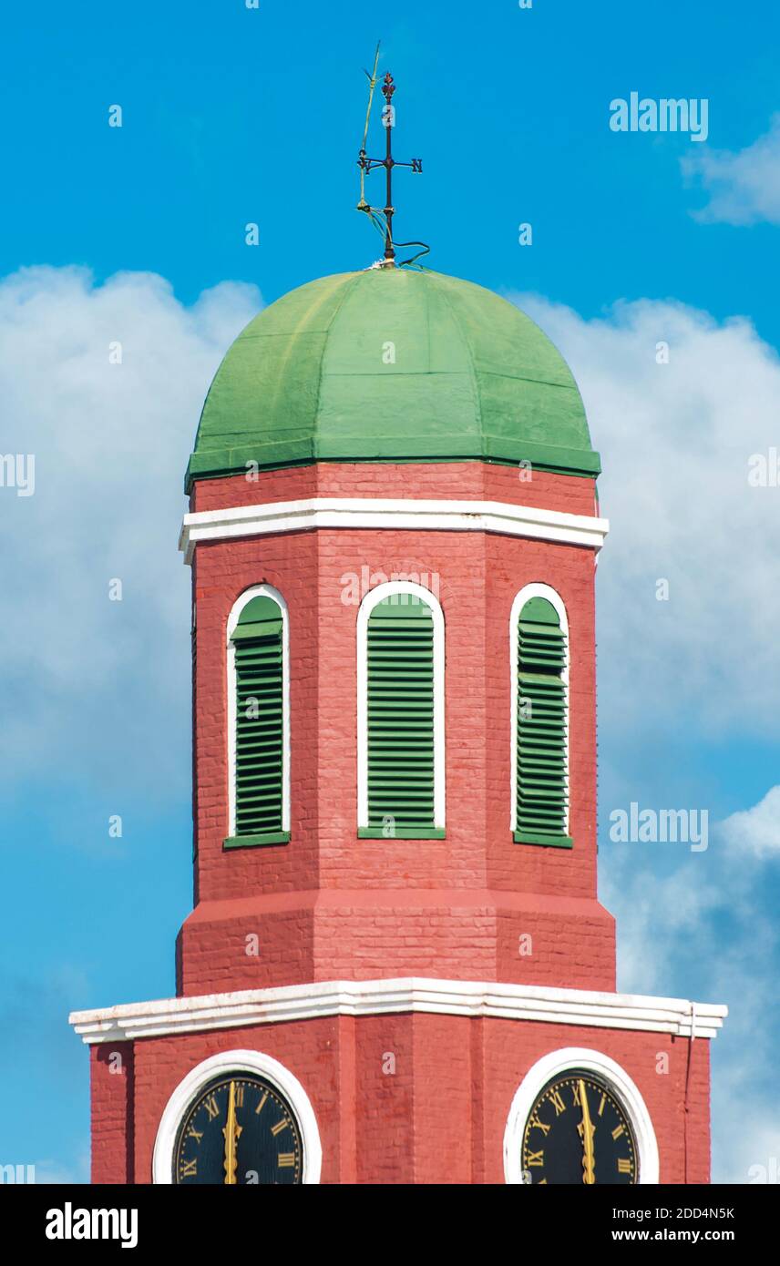 Famous red clock tower on the main guardhouse at the Garrison Savannah ...