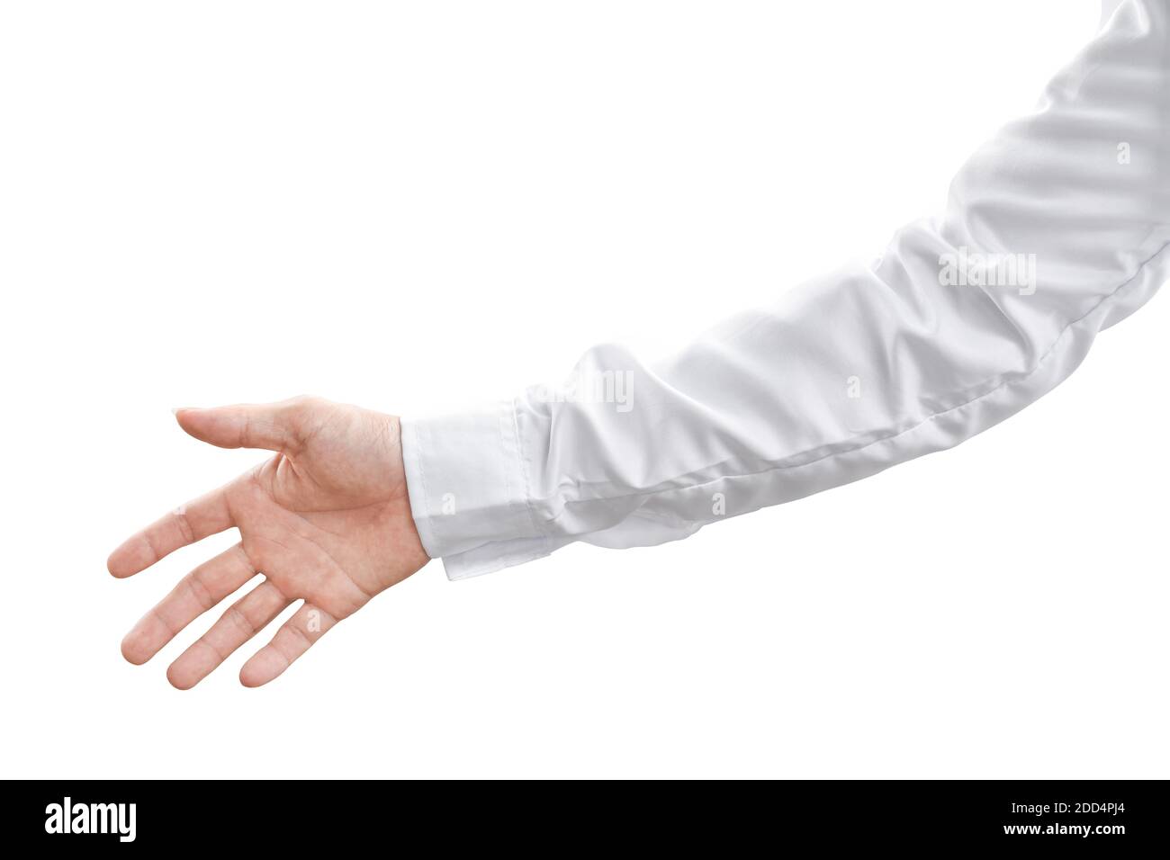 Gesture of Man hand in shirt isolated on white background with clipping ...