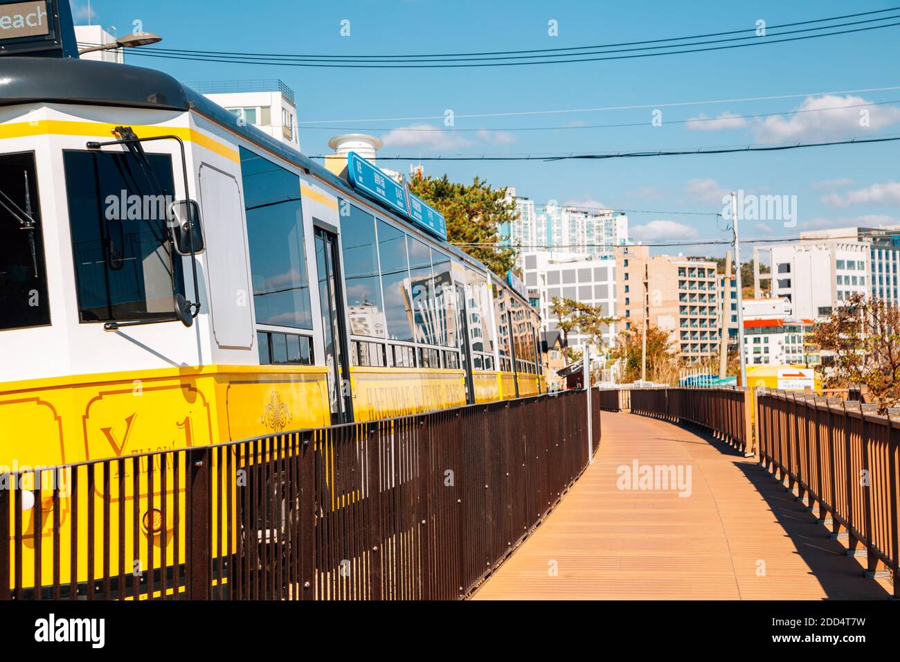 Busan, Korea - November 12, 2020 : Haeundae Blue line park beach train ...