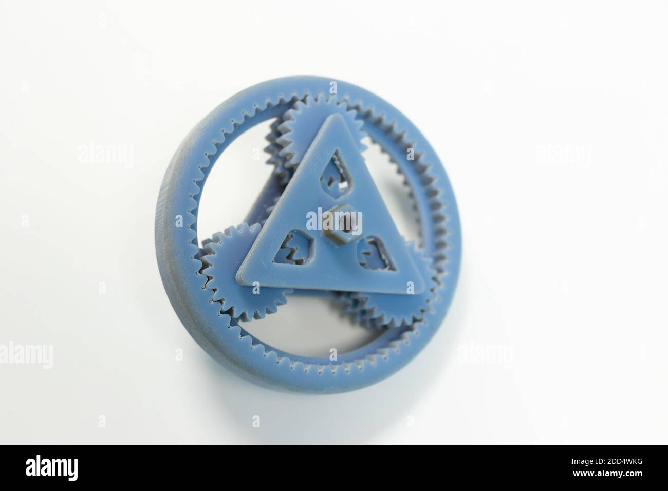 3D printer rapid prototyped plastic parts in an arrangement of cogs or ...