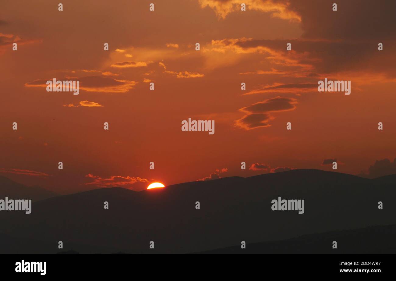 sunset sky panorama landscape background natural color of evening ...