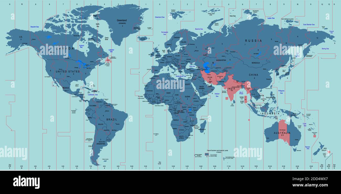 Vector Timezone world map Stock Vector Image & Art - Alamy