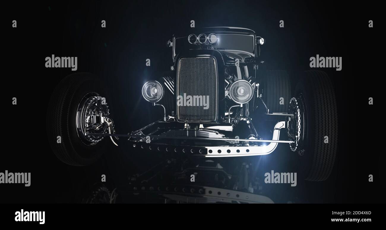 Hot rod black on dark background. 3D render Stock Photo - Alamy