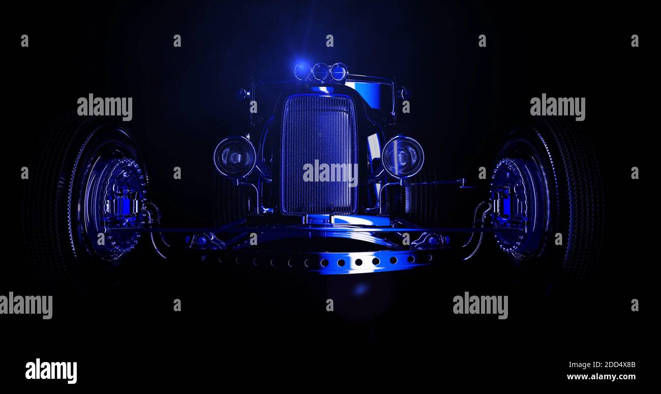 Hot rod black on dark background. 3D render Stock Photo - Alamy