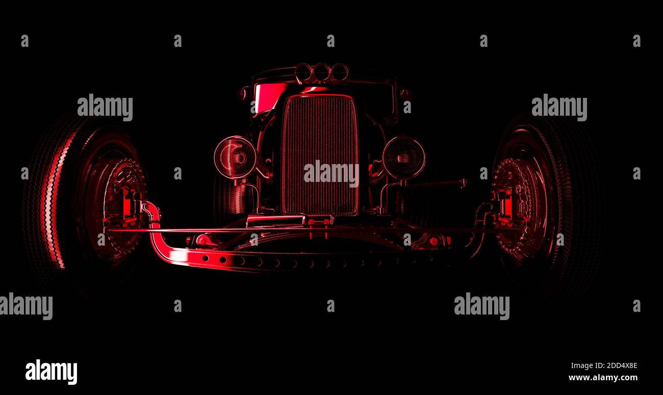 Hot rod black on dark background. 3D render Stock Photo - Alamy