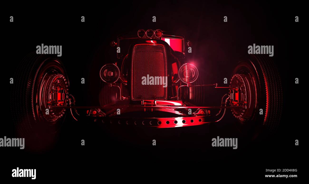 Hot rod black on dark background. 3D render Stock Photo - Alamy