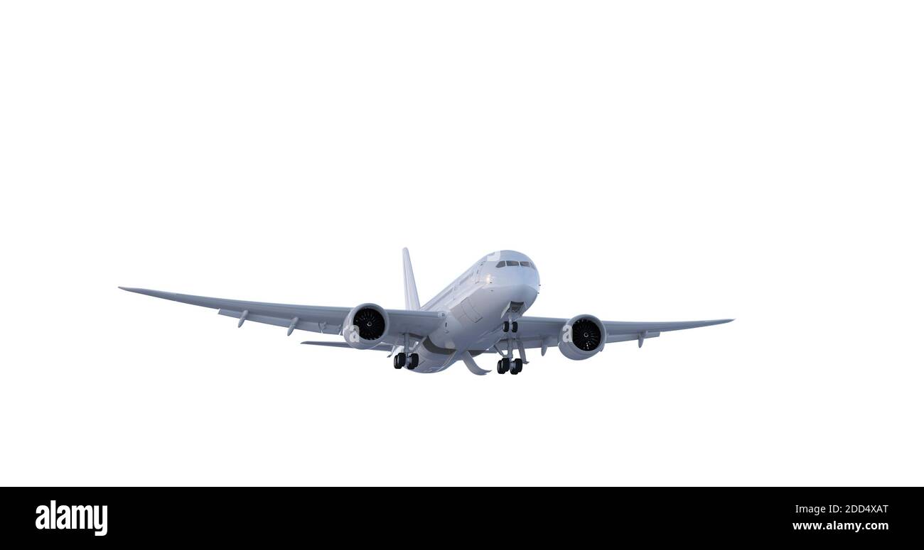 Commercial Jet Plane takes off isolate on white 3D render Stock Photo ...