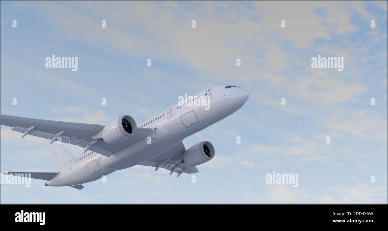 Commercial Jet Plane takes off 3D render Stock Photo - Alamy