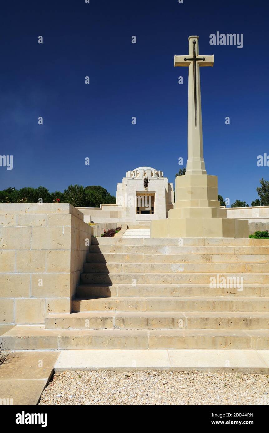 Huge stone cross monument at the british war cemetery in Jerusalem on ...
