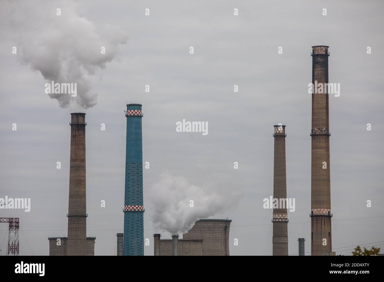 Image of chimneys from a factory, with smoke coming out of them Stock ...