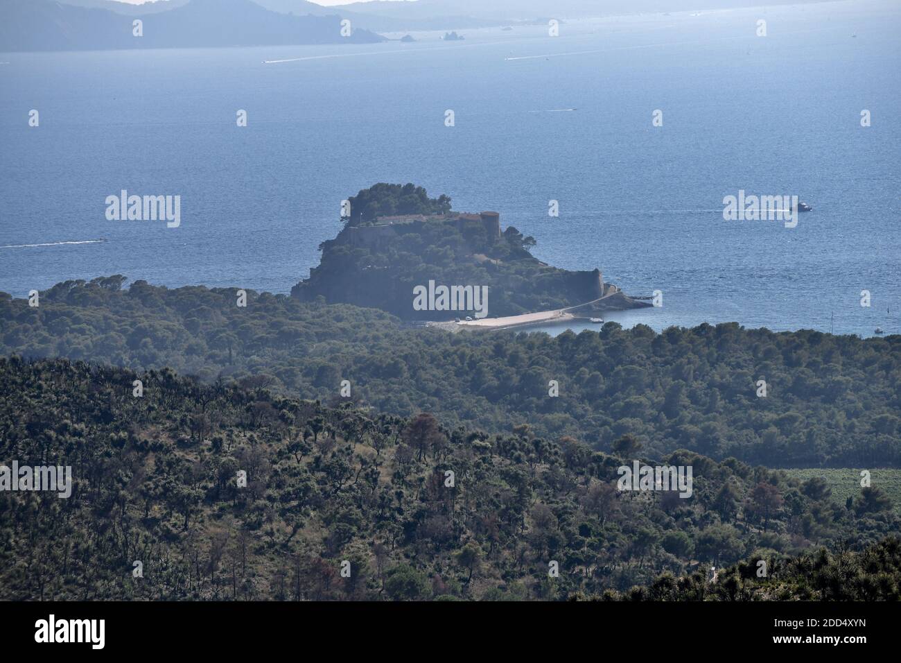 Fort de Bregancon in southern France on August 7, 2018, Bormes-Les ...