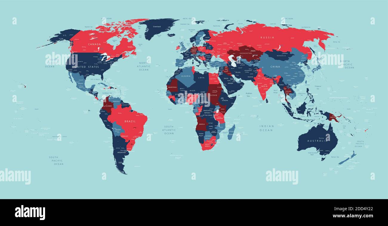 World political vector detailed map Stock Vector Image & Art - Alamy