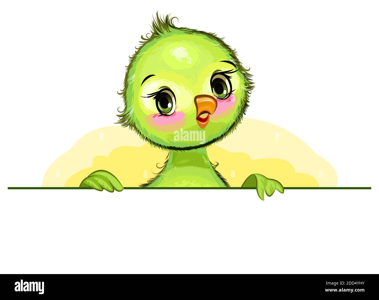 Parrot. Funny chick. Cute and funny baby bird. The isolated object on a ...