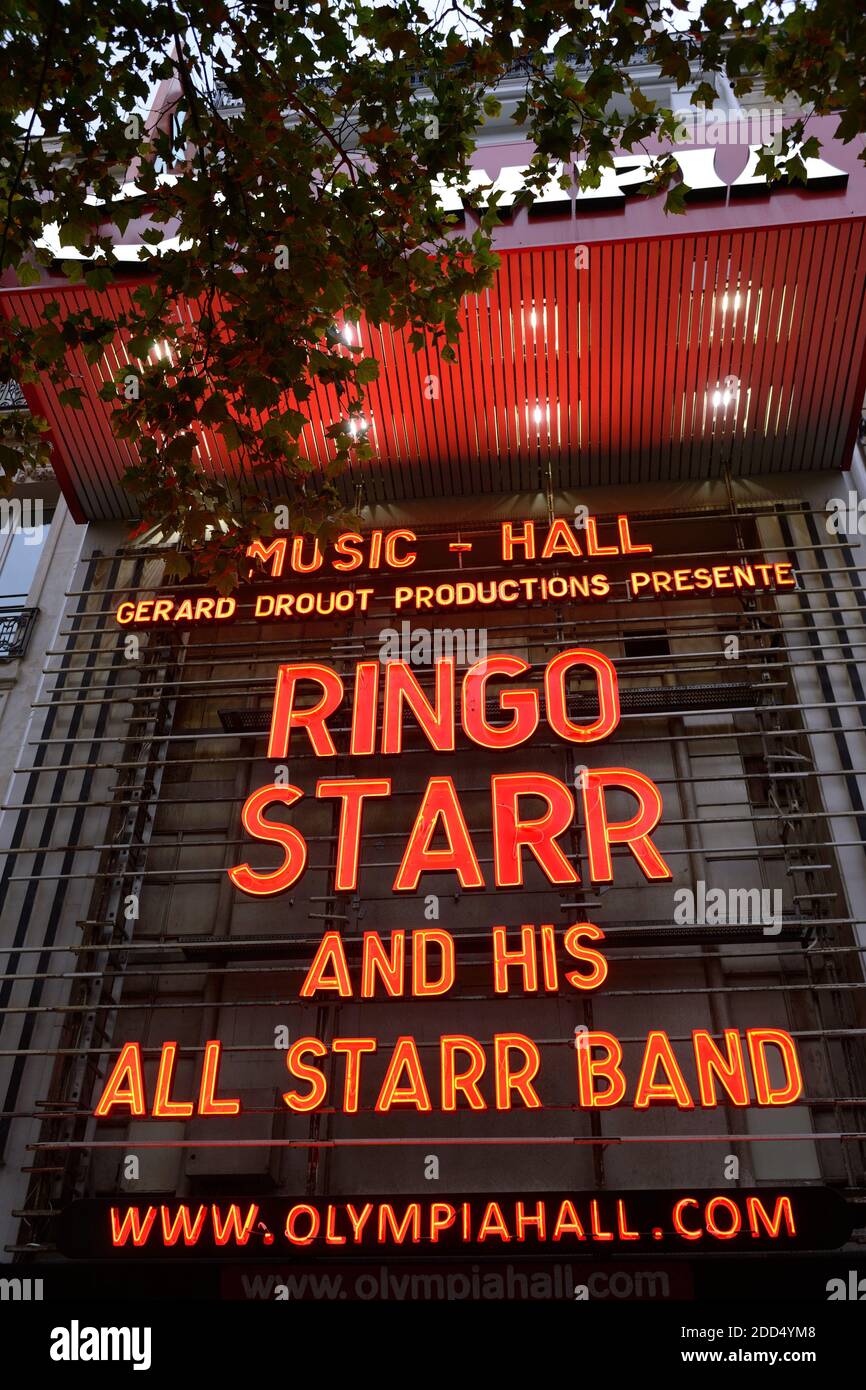 Ringo Starr written in neon letters in front of the theater where Ringo ...
